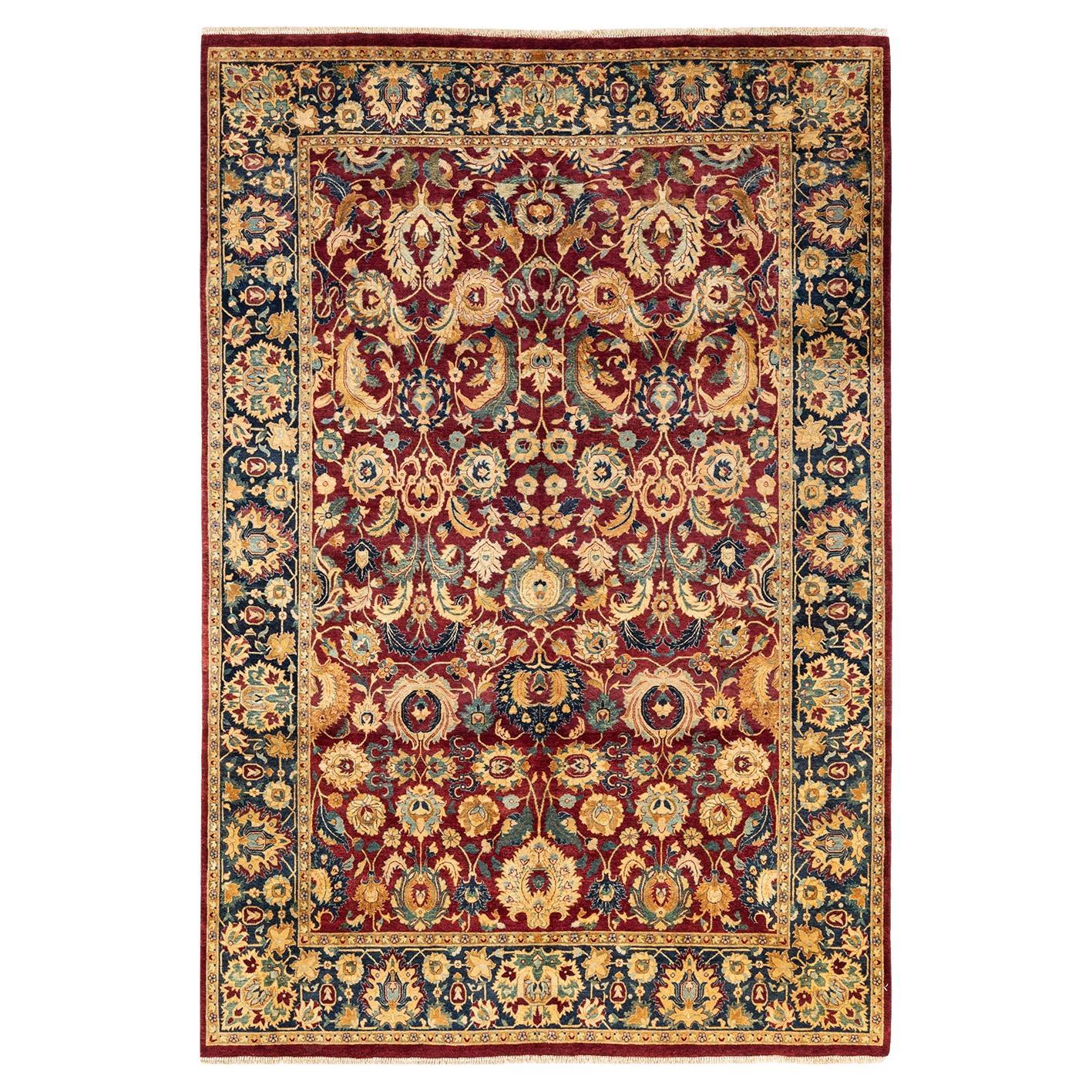 One-of-a-kind Hand Knotted Traditional Oriental Mogul Red Area Rug For ...
