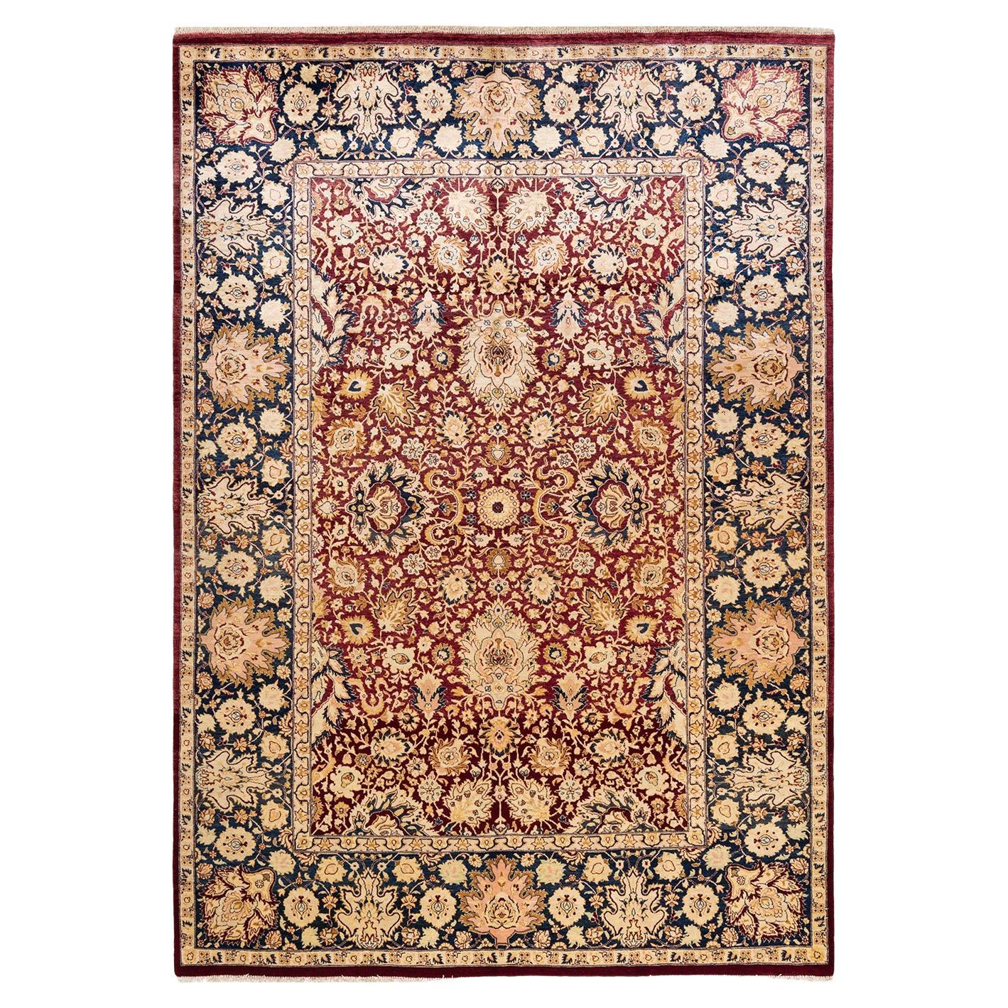 One-Of-A-Kind Hand Knotted Traditional Oriental Mogul Red Area Rug For ...