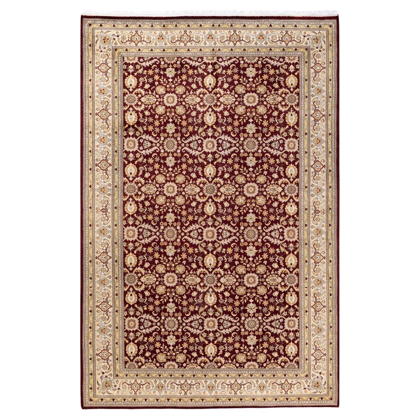 One-of-a-Kind Hand Knotted Traditional Oriental Mogul Red Area Rug For ...