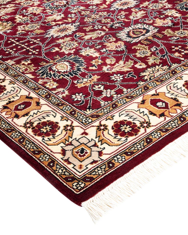 One of a Kind Hand Knotted Traditional Oriental Mogul Red Area Rug For ...