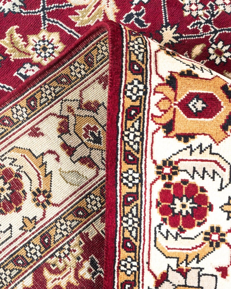 One of a Kind Hand Knotted Traditional Oriental Mogul Red Area Rug For ...