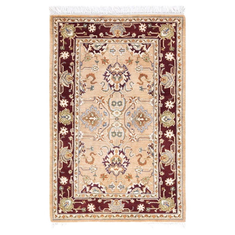 One of a Kind Hand Knotted Traditional Oriental Mogul Yellow Area Rug ...