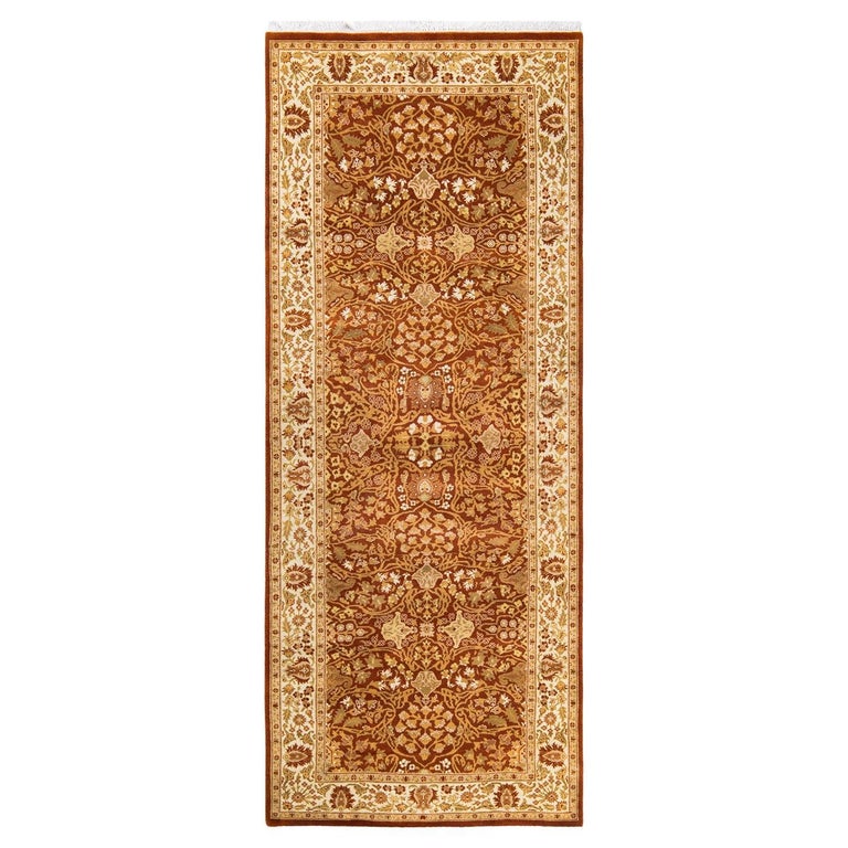 One of a Kind Hand Knotted Traditional Oriental Orange Runner For Sale ...