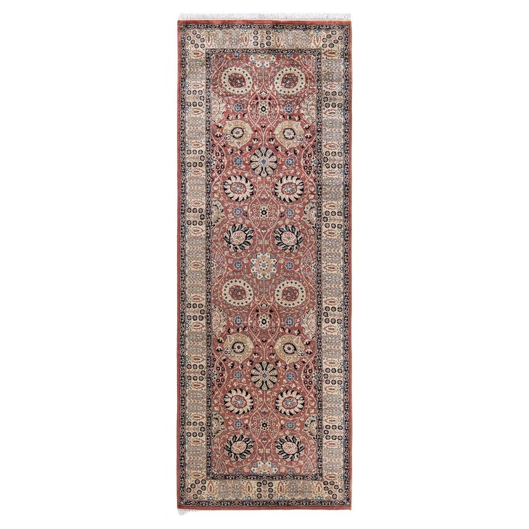 One of a Kind Hand Knotted Traditional Oriental Pink Runner For Sale at ...