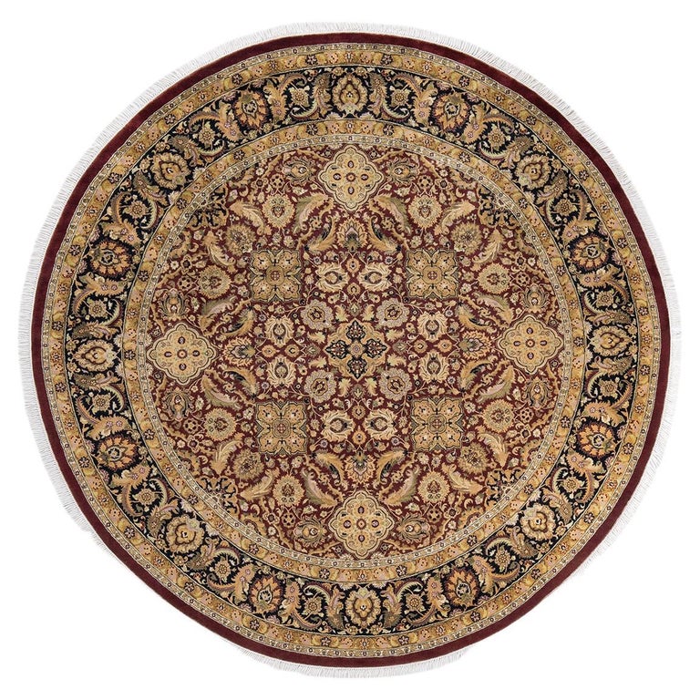One of a Kind Hand Knotted Traditional Oriental Red Round Area Rug For ...