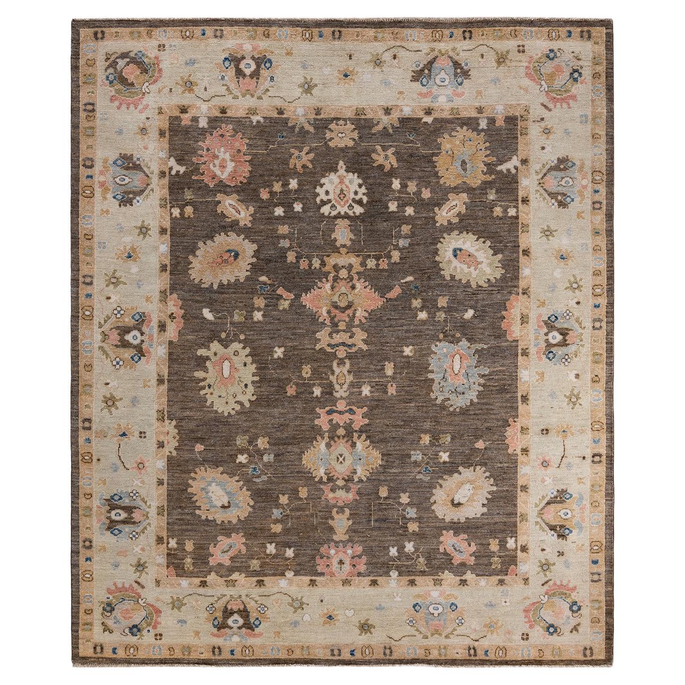 One of a Kind Hand Knotted Traditional Tribal Oushak Beige Area Rug For ...