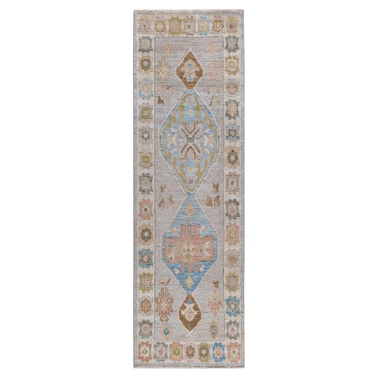 One of a Kind Hand Knotted Traditional Tribal Oushak Ivory Area Rug For ...