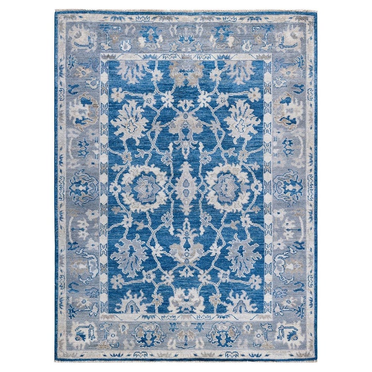 One of a Kind Hand Knotted Traditional Tribal Oushak Light Blue Area ...