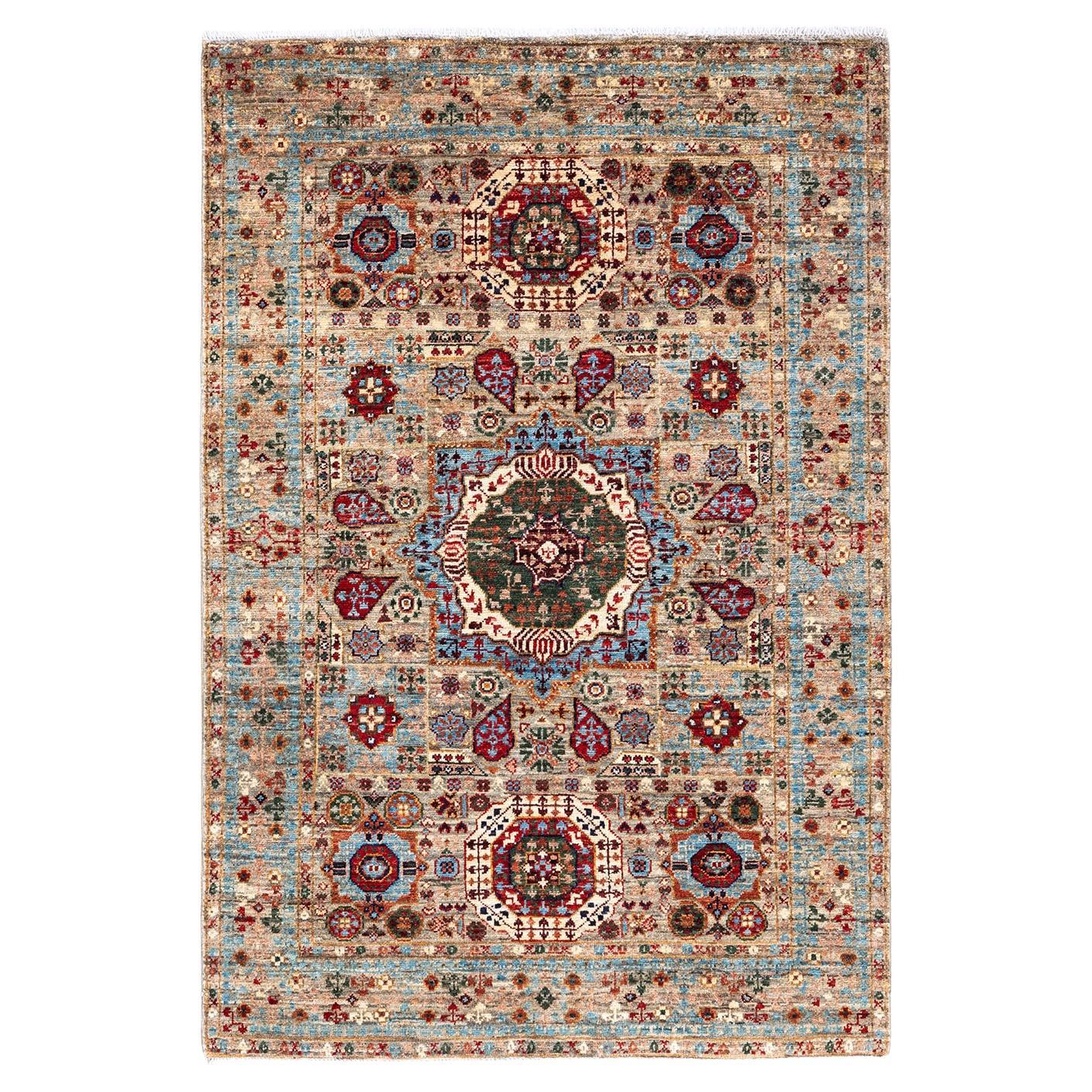 One of a Kind Hand Knotted Traditional Tribal Serapi Beige Area Rug For ...