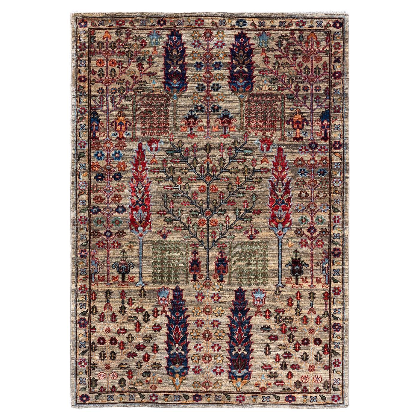 One of a Kind Hand Knotted Traditional Tribal Serapi Beige Area Rug For ...