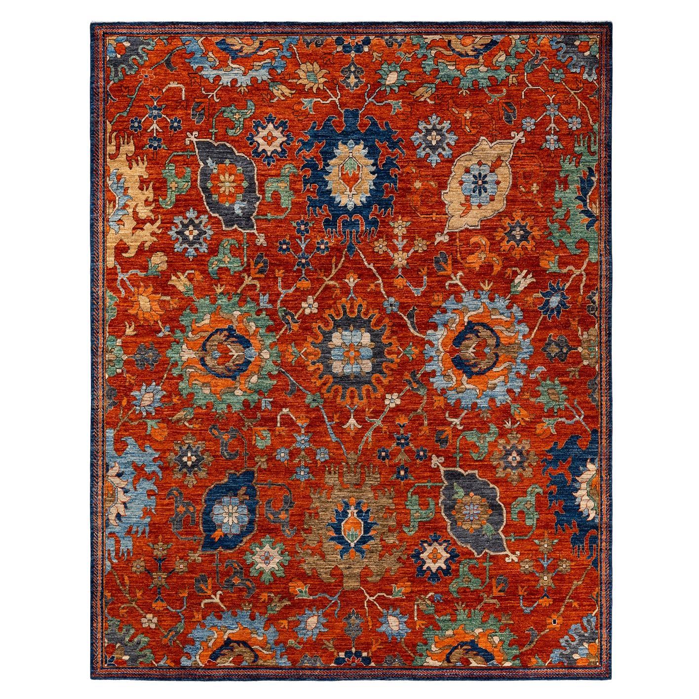 One of a Kind Hand Knotted Traditional Tribal Serapi Blue Area Rug For ...