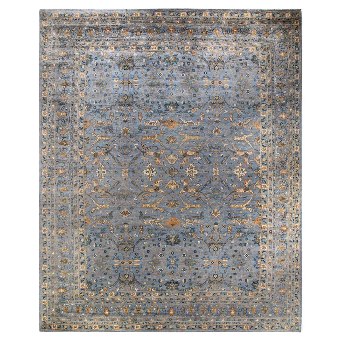 One of a Kind Hand Knotted Traditional Tribal Serapi Gray Area Rug For ...