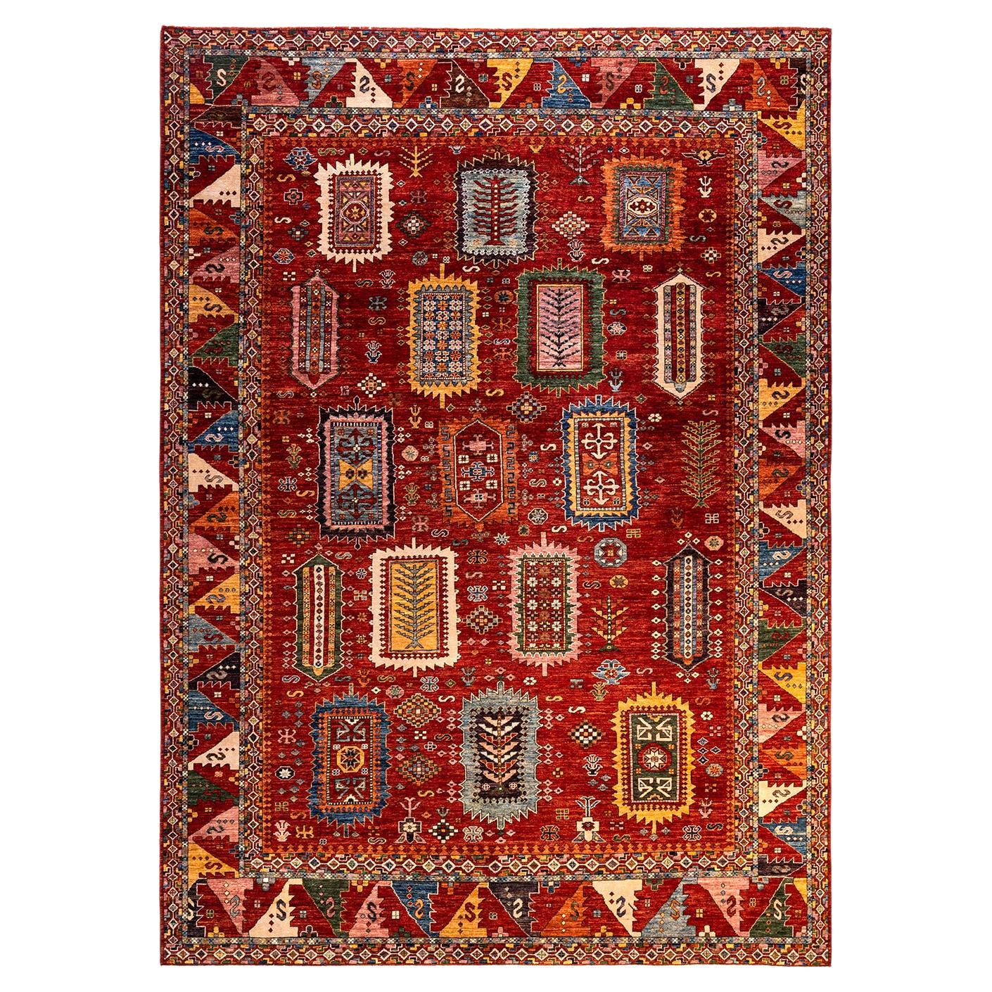One of a Kind Hand Knotted Traditional Tribal Serapi Orange Area Rug ...