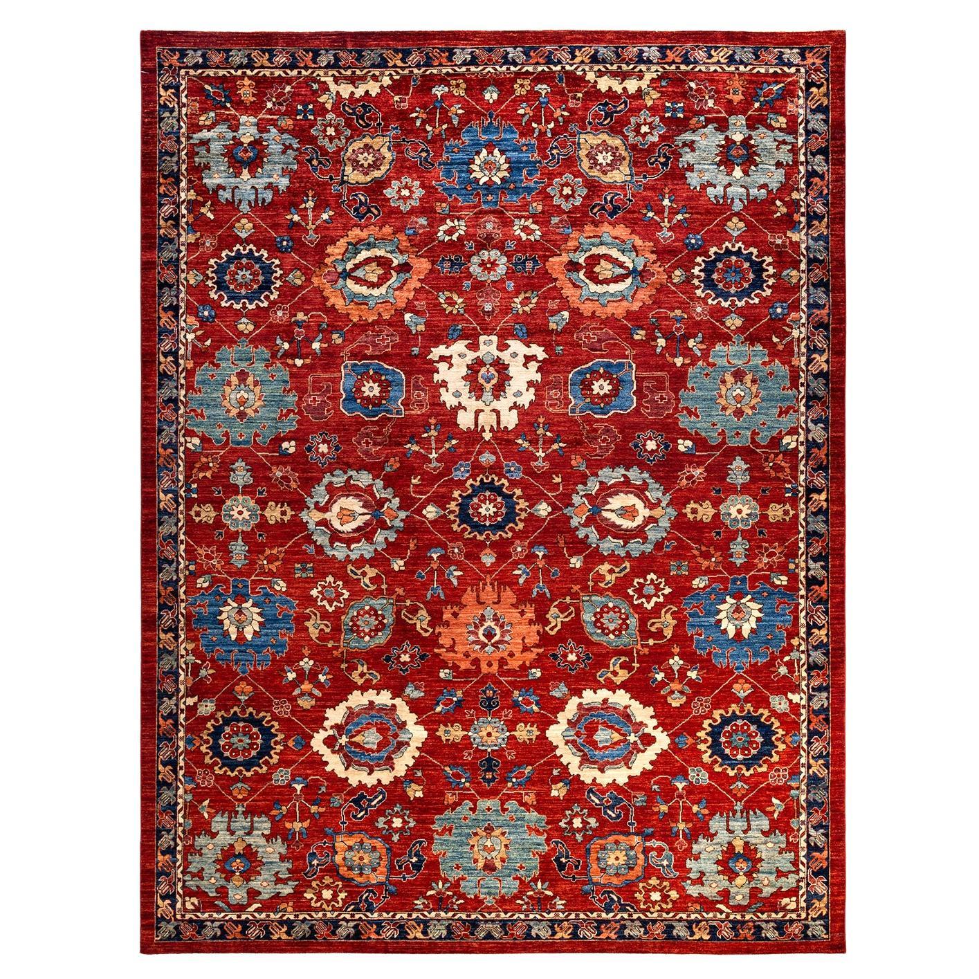 One of a Kind Hand Knotted Traditional Tribal Serapi Orange Area Rug ...