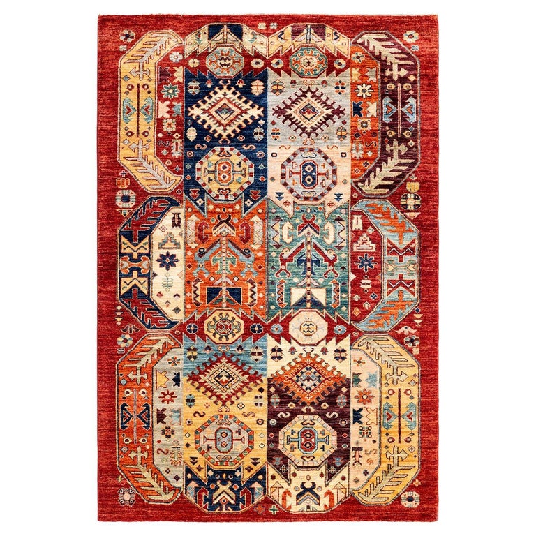 One of a Kind Hand Knotted Traditional Tribal Serapi Orange Area Rug ...
