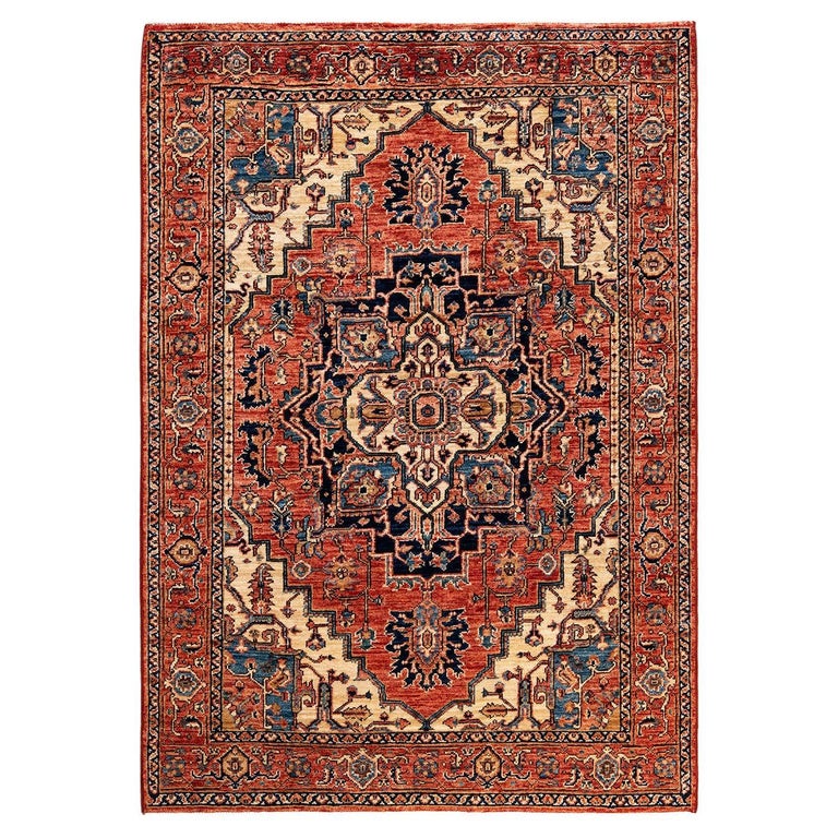 One of a Kind Hand Knotted Traditional Tribal Serapi Orange Area Rug ...