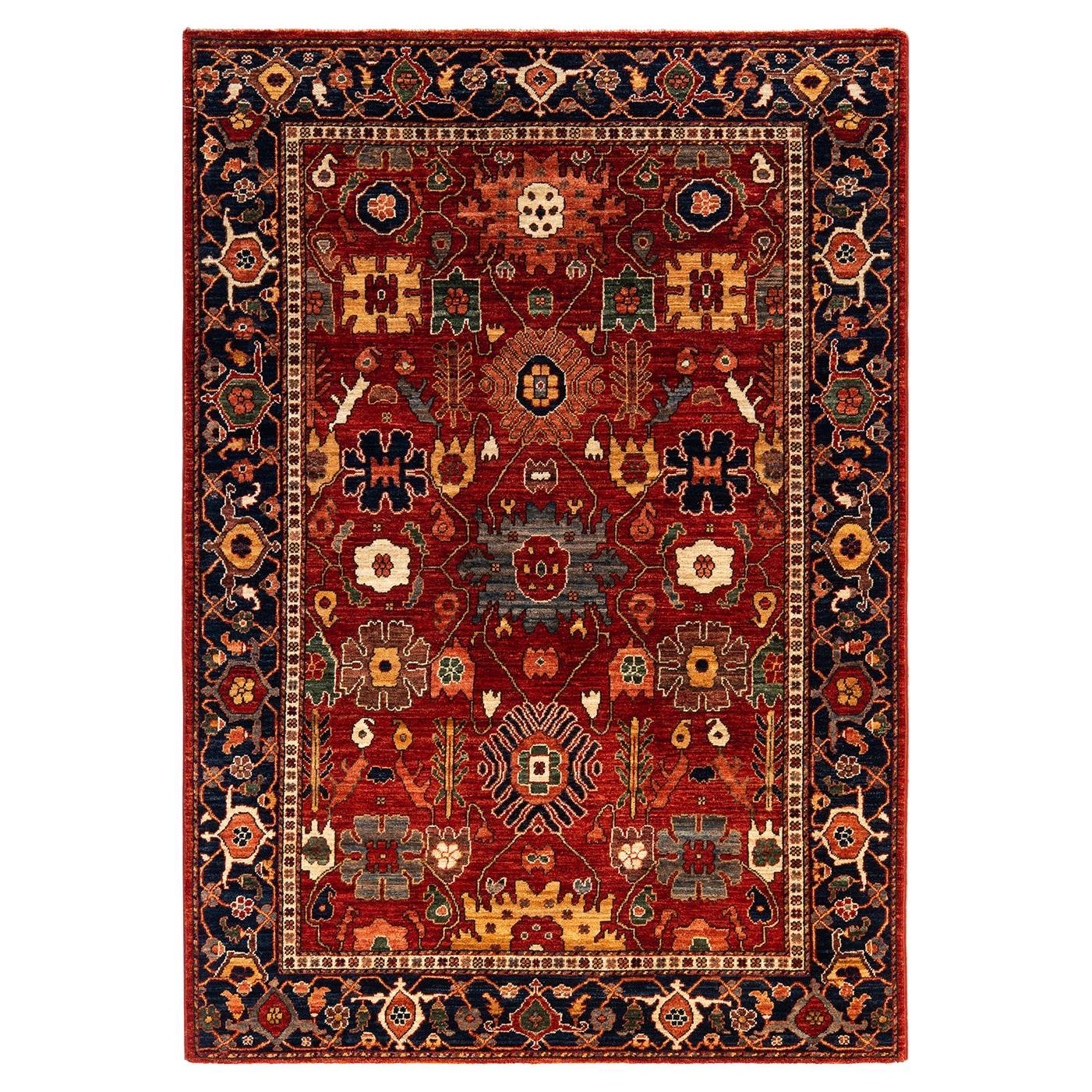 One of a Kind Hand Knotted Traditional Tribal Serapi Orange Area Rug ...