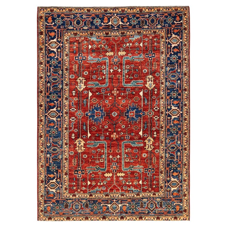One of a Kind Hand Knotted Traditional Tribal Serapi Orange Area Rug ...