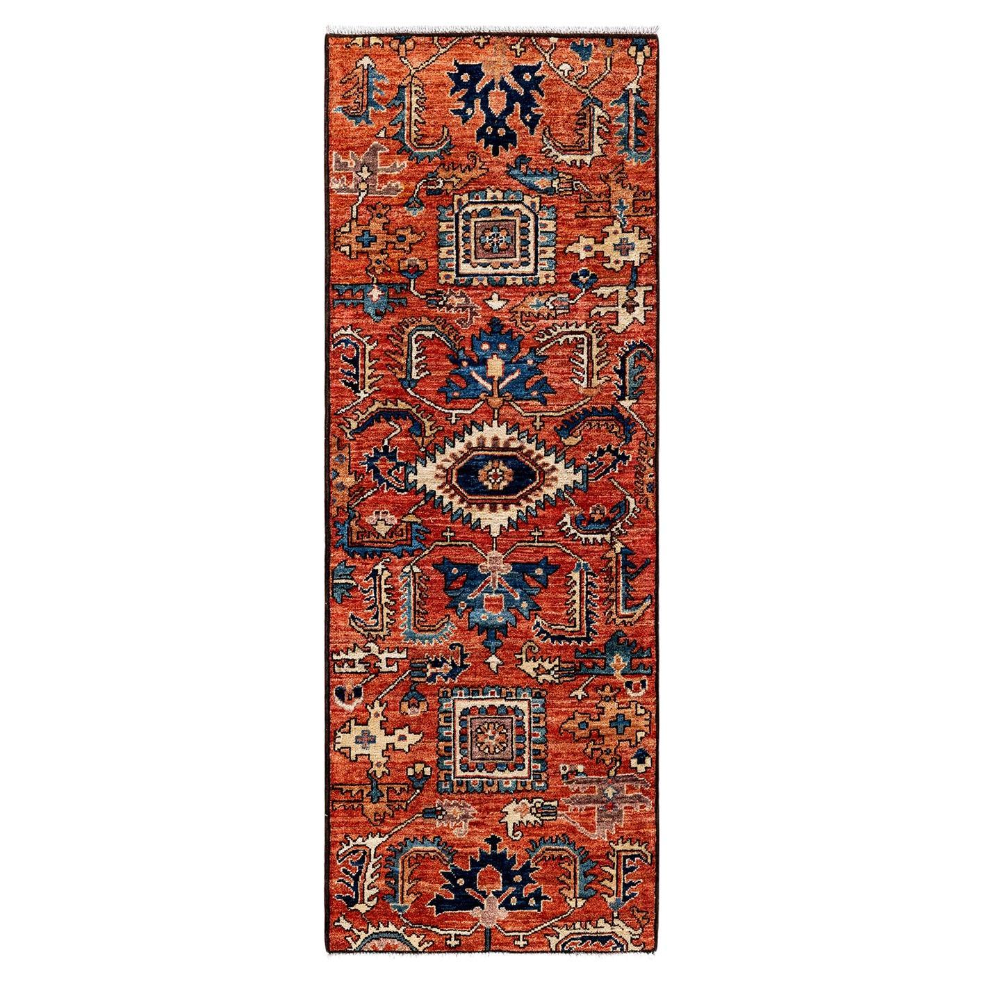 One of a Kind Hand Knotted Traditional Tribal Serapi Orange Area Rug ...
