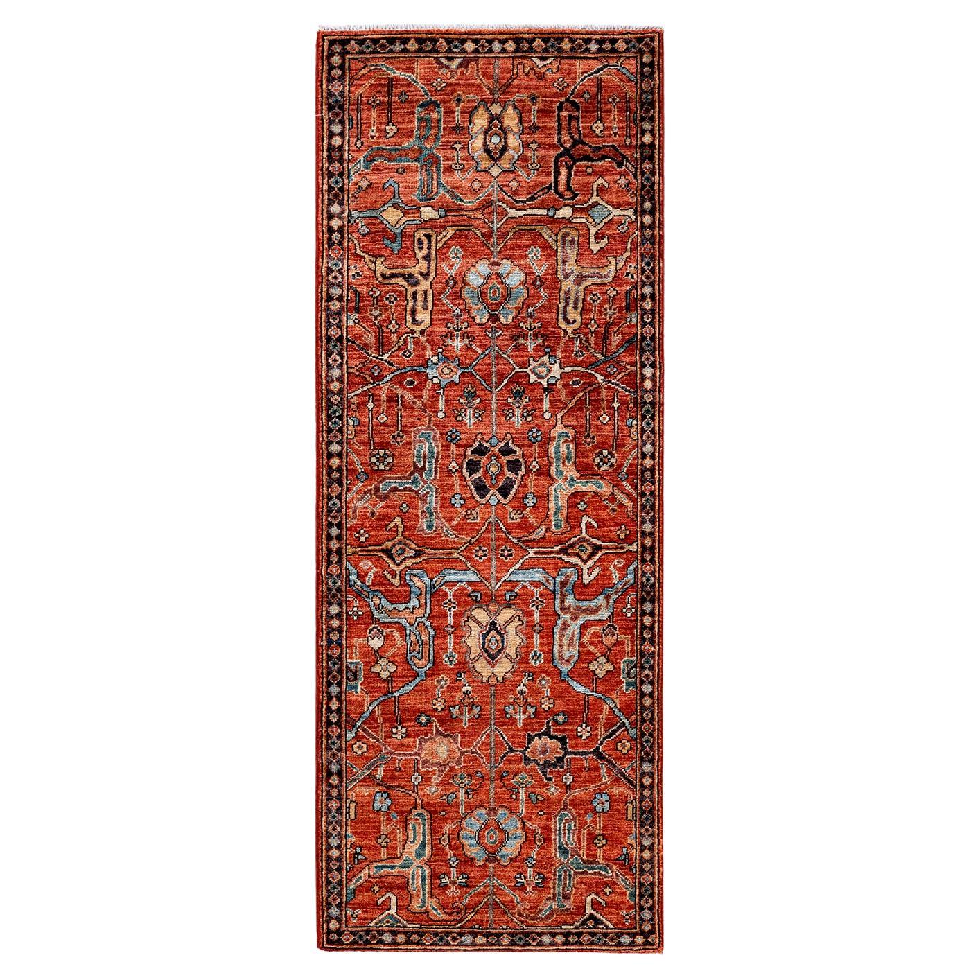 One of a Kind Hand Knotted Traditional Tribal Serapi Orange Area Rug ...