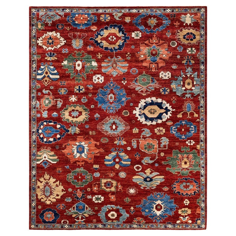 One of a Kind Hand Knotted Traditional Tribal Serapi Red Area Rug For ...
