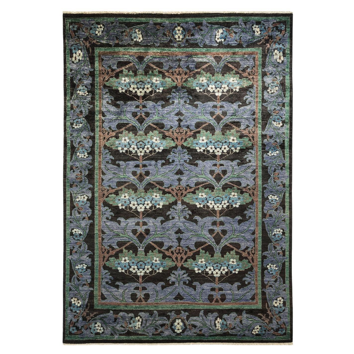 One-of-a-kind Hand Knotted Wool Arts and Crafts Black Area Rug For Sale ...