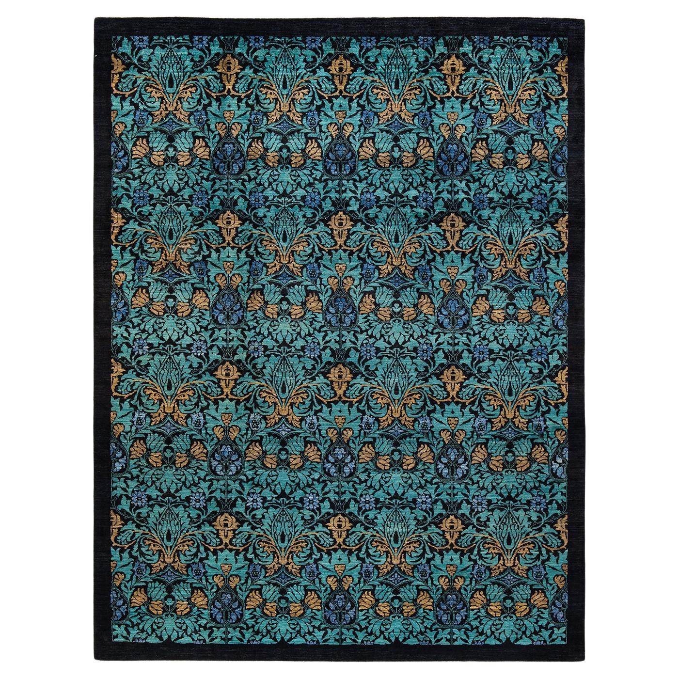 One-of-a-kind Hand Knotted Wool Arts and Crafts Black Area Rug For Sale ...