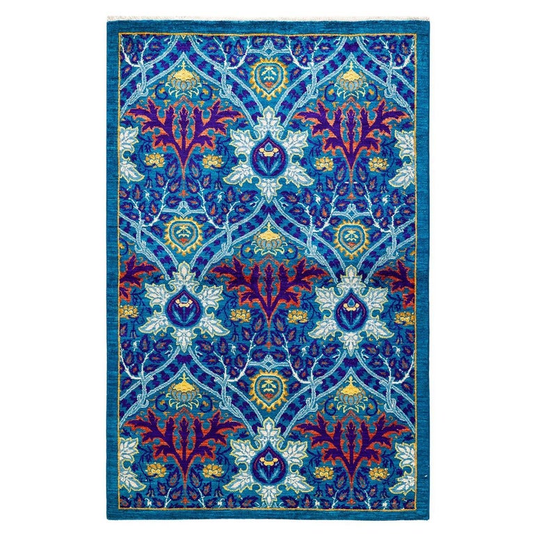 One-of-a-kind Hand Knotted Wool Arts and Crafts Green Area Rug For Sale ...