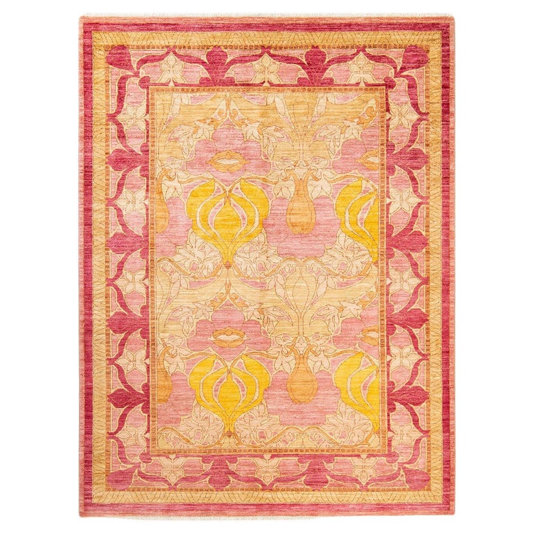 One-of-a-kind Hand Knotted Wool Arts and Crafts Pink Area Rug For Sale ...