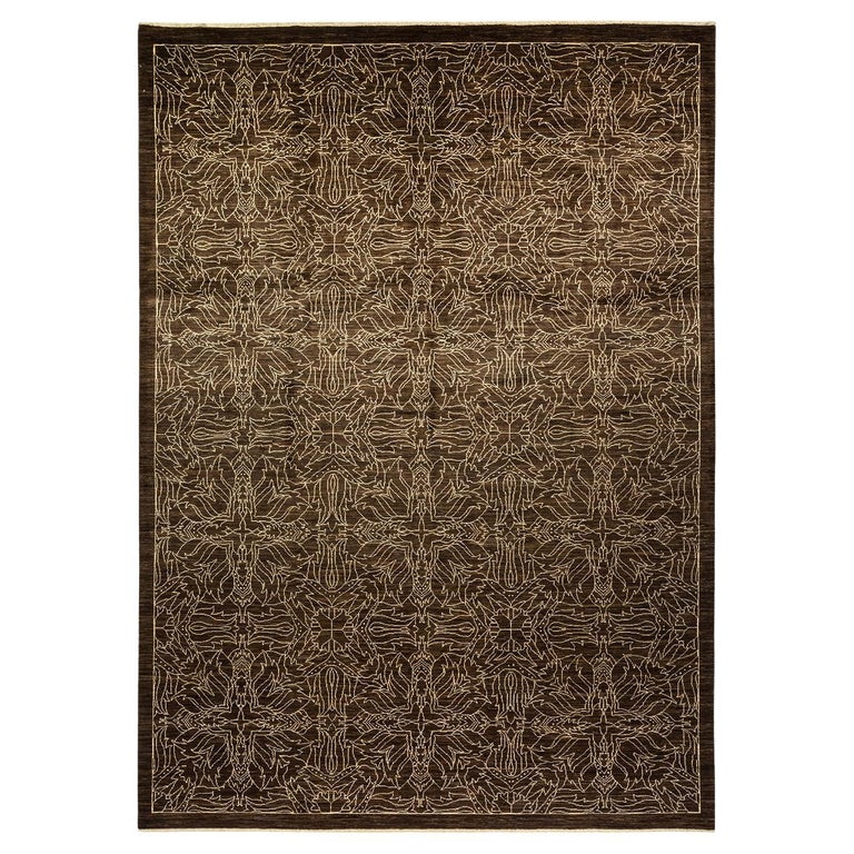 One-of-a-Kind Hand Knotted Wool Eclectic Brown Area Rug For Sale at 1stDibs