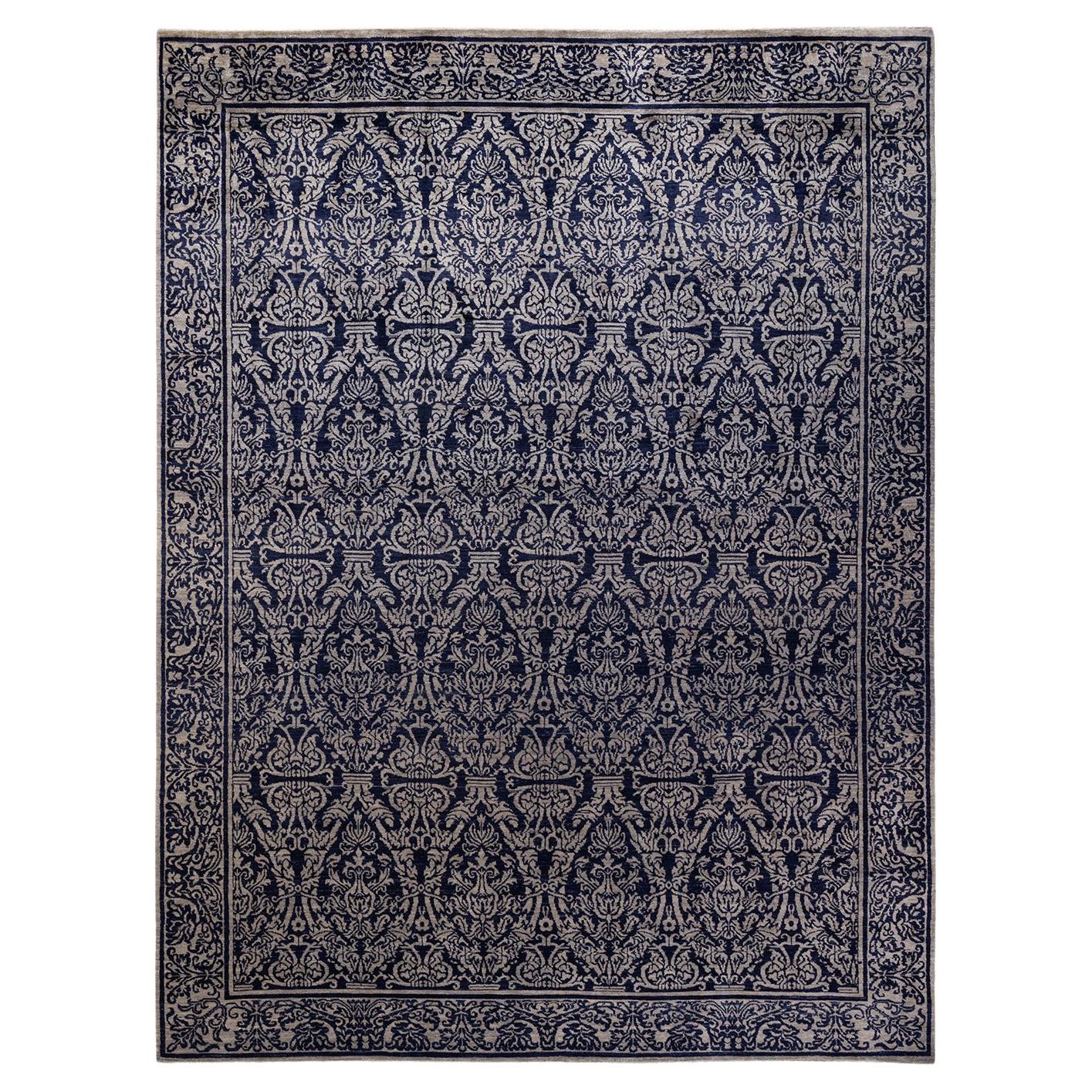 One-of-a-kind Hand Knotted Wool Eclectic Gray Area Rug For Sale at 1stDibs