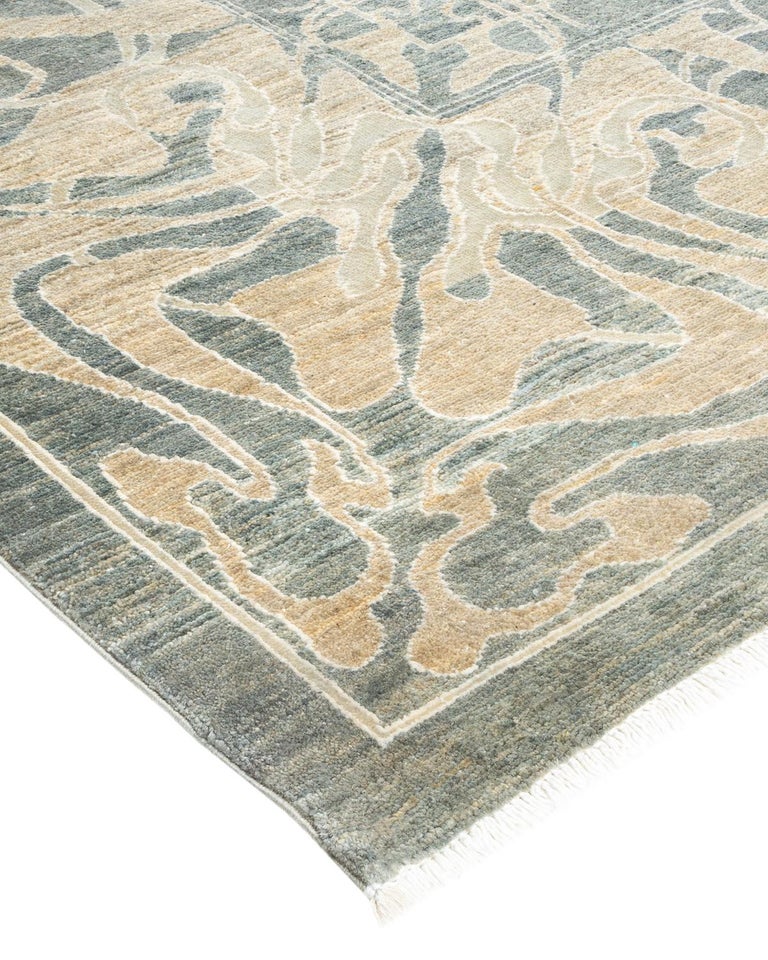 One-of-a-Kind Hand Knotted Wool Eclectic Ivory Area Rug For Sale at 1stDibs