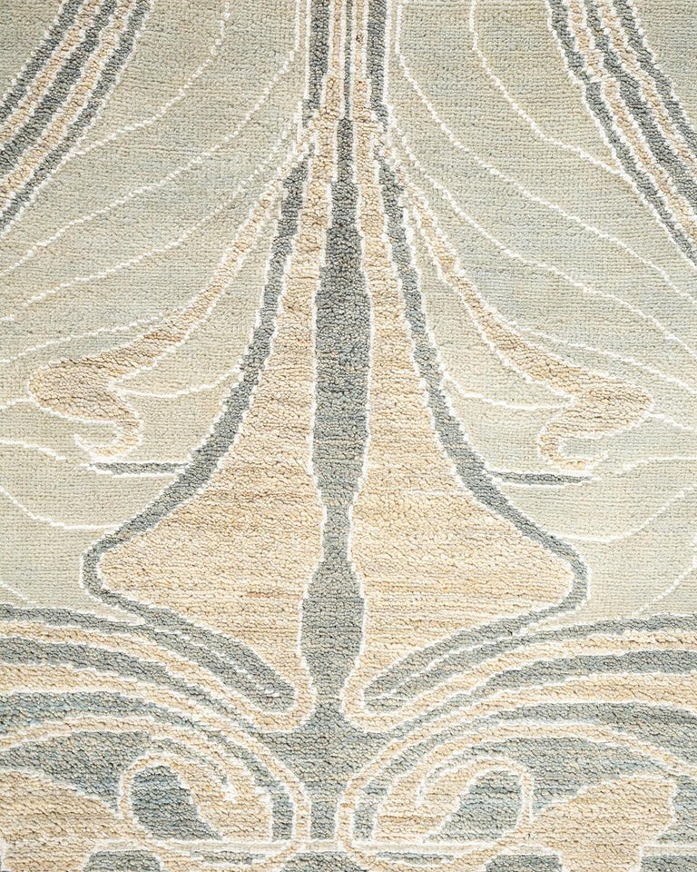 One-of-a-Kind Hand Knotted Wool Eclectic Ivory Area Rug For Sale at 1stDibs