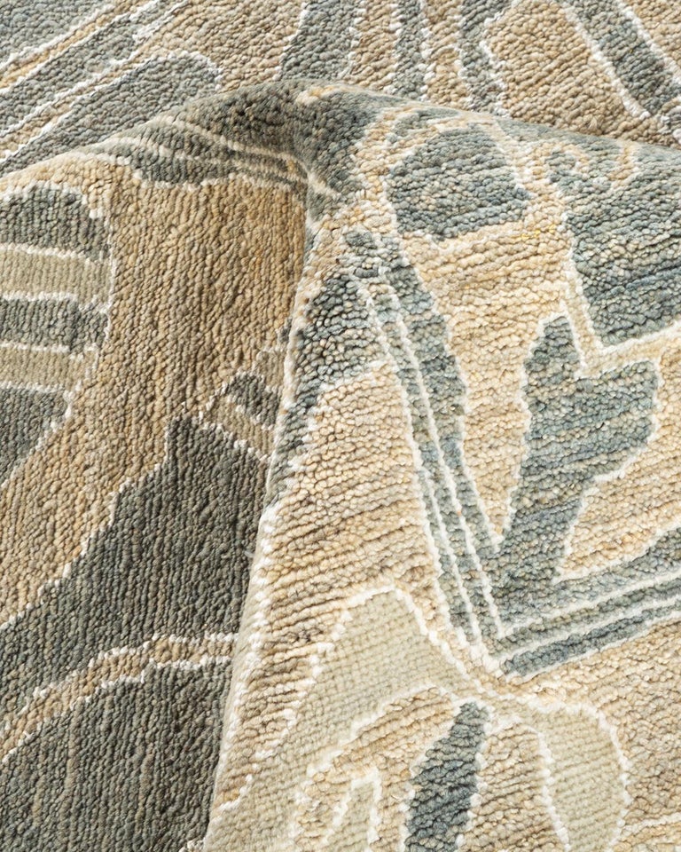 One-of-a-Kind Hand Knotted Wool Eclectic Ivory Area Rug For Sale at 1stDibs