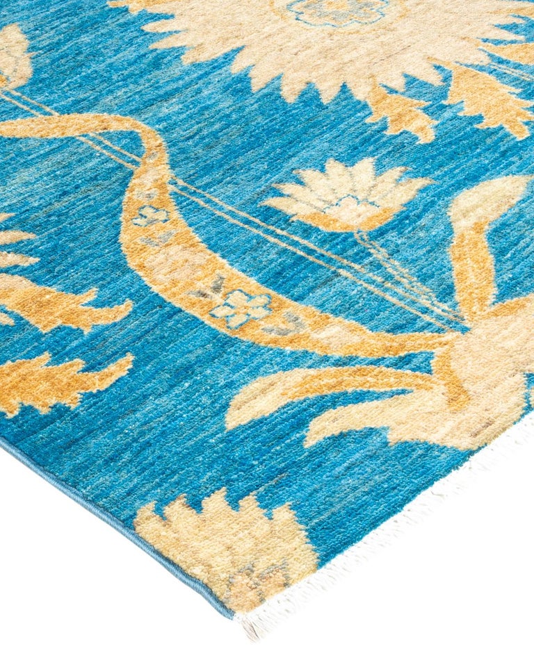 One-of-a-kind Hand Knotted Wool Eclectic Light Blue Area Rug For Sale ...