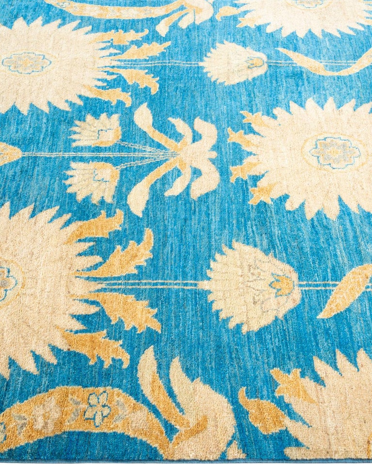 One-of-a-kind Hand Knotted Wool Eclectic Light Blue Area Rug For Sale ...