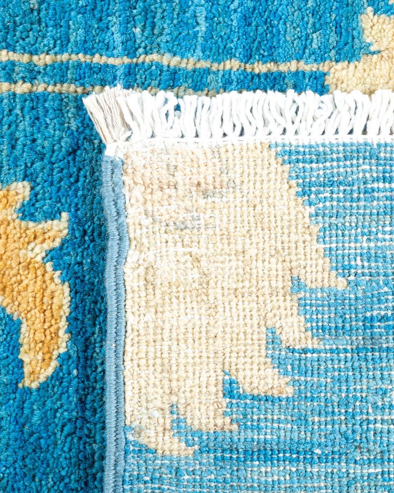 One-of-a-kind Hand Knotted Wool Eclectic Light Blue Area Rug For Sale ...