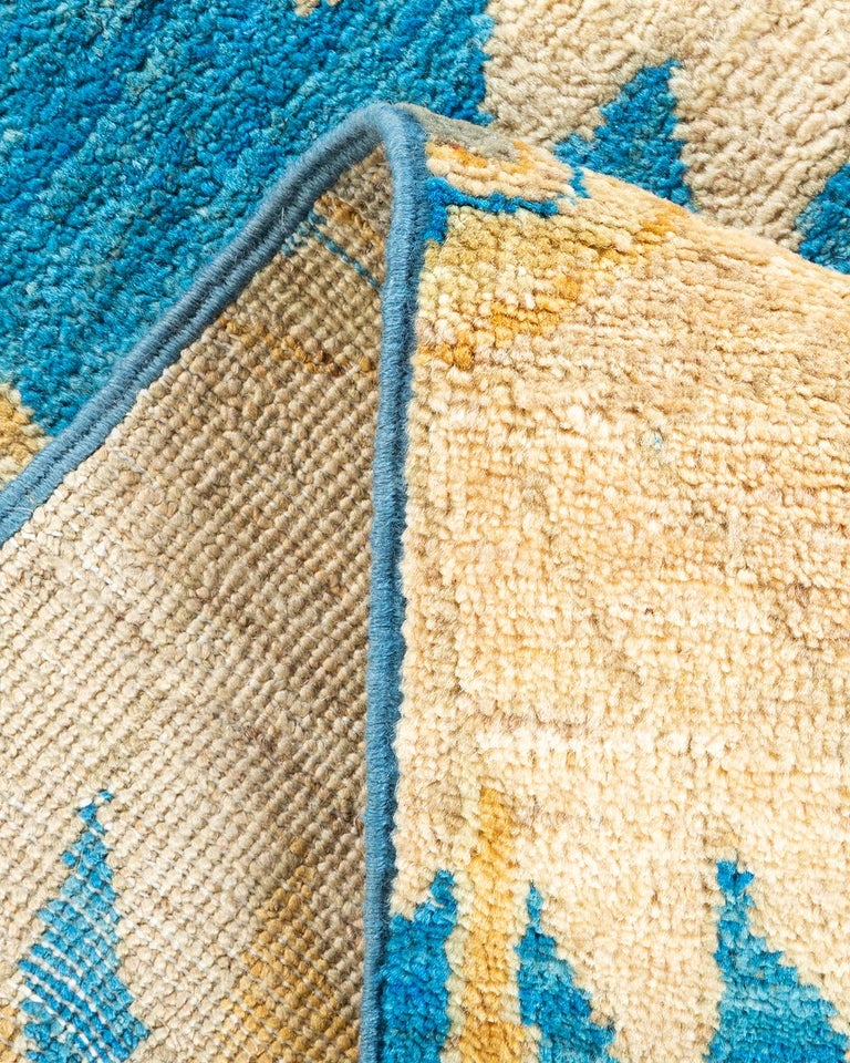 One-of-a-kind Hand Knotted Wool Eclectic Light Blue Area Rug For Sale ...