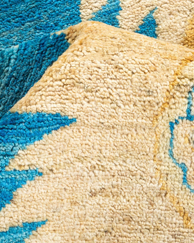 One-of-a-kind Hand Knotted Wool Eclectic Light Blue Area Rug For Sale ...