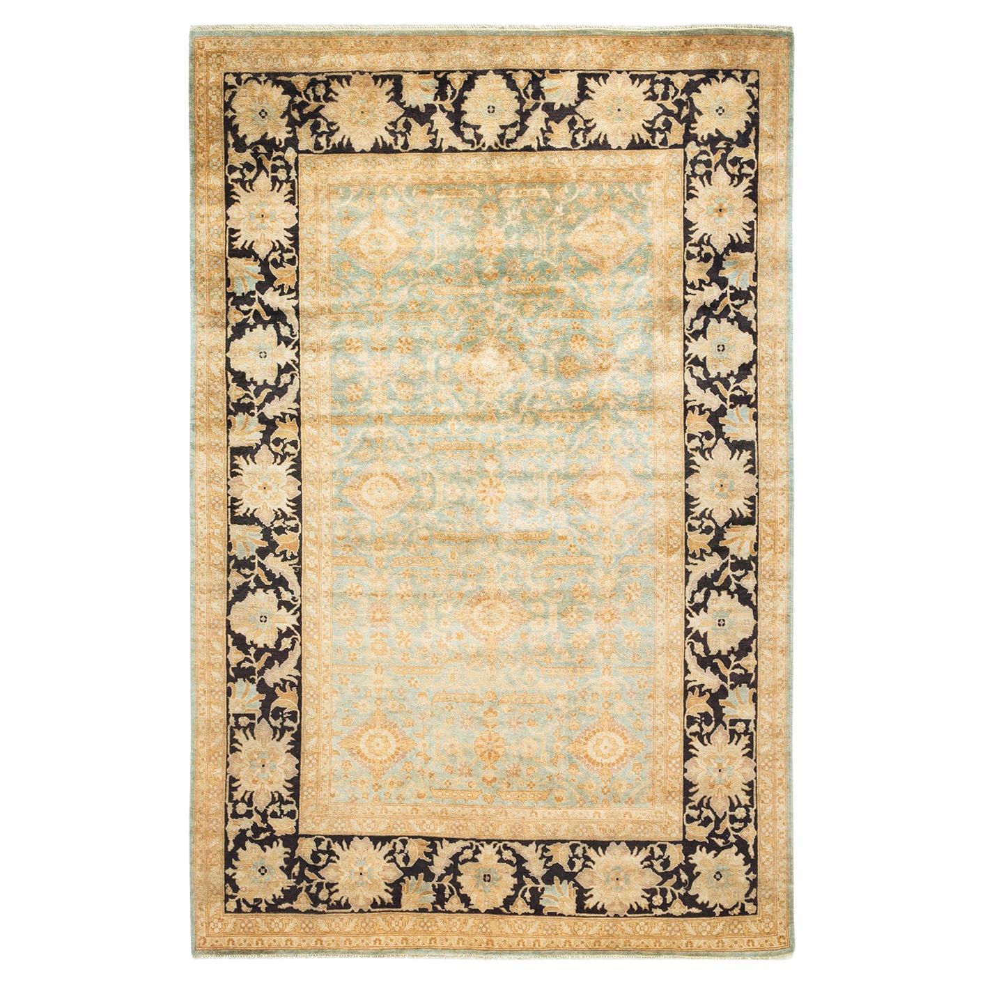 One-of-a-kind Hand Knotted Wool Eclectic Light Blue Area Rug For Sale ...
