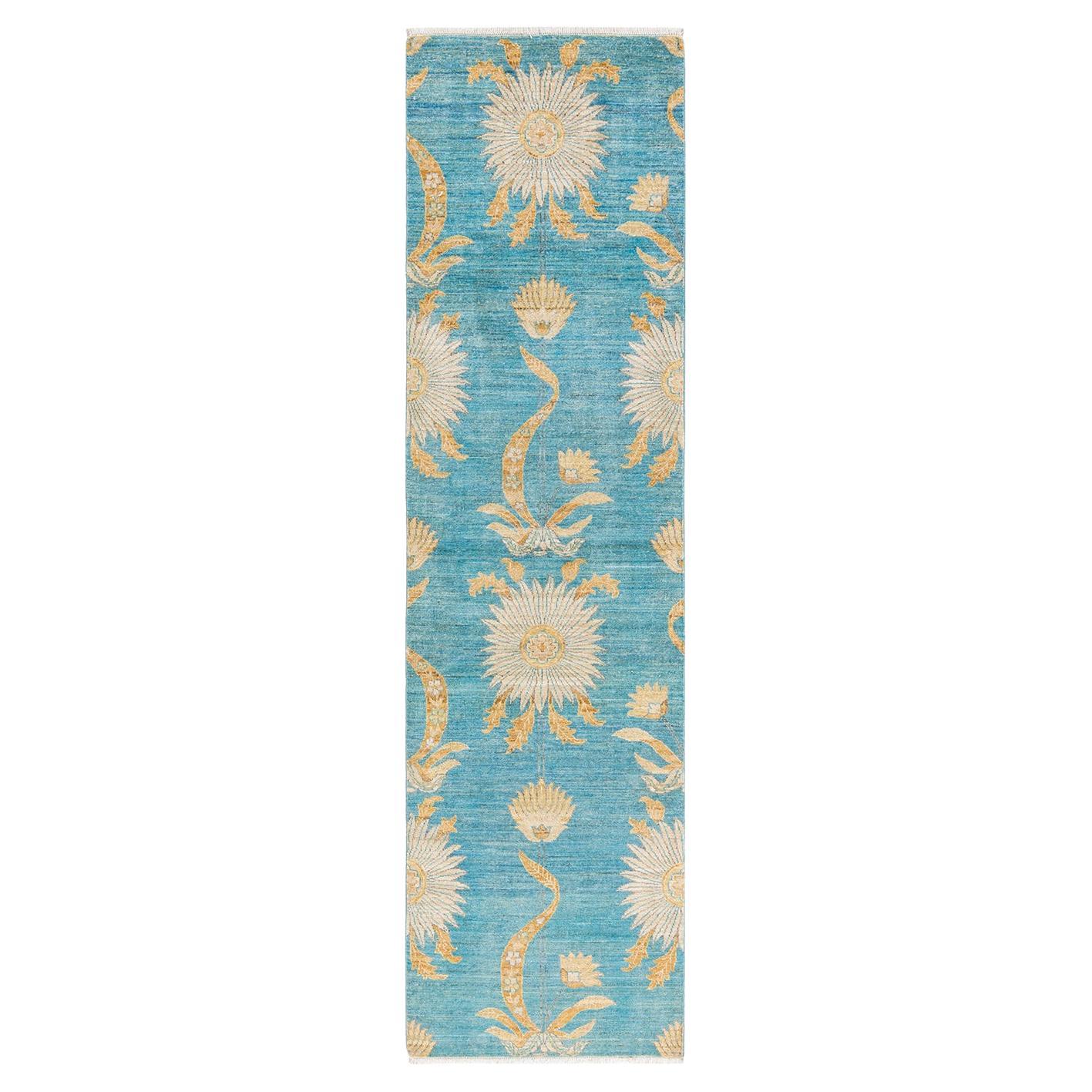 One-of-a-kind Hand Knotted Wool Eclectic Light Blue Area Rug For Sale ...