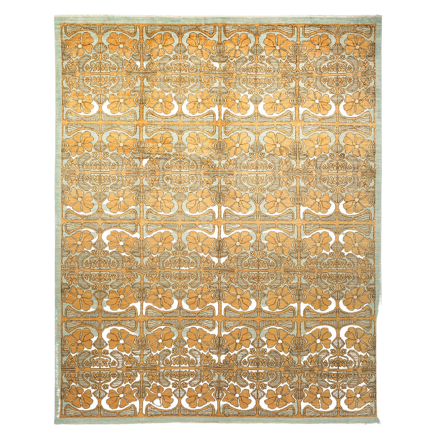 One-of-a-kind Hand Knotted Wool Eclectic Light Blue Area Rug For Sale ...