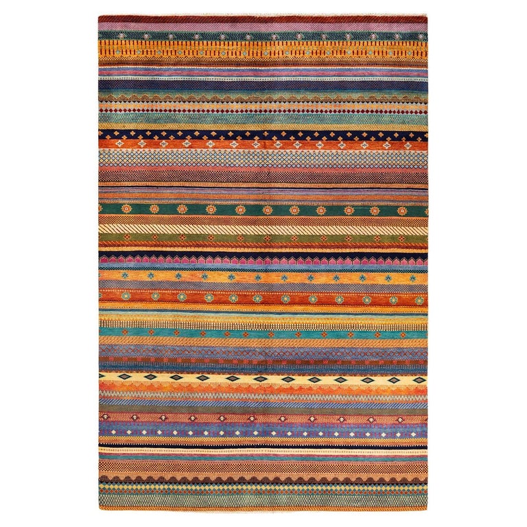 One-of-a-kind Hand Knotted Wool Lori Multi Area Rug For Sale at 1stDibs