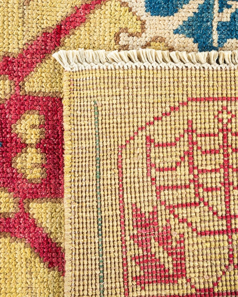 One-of-a-kind Hand Knotted Wool Modern Yellow Area Rug For Sale at 1stDibs