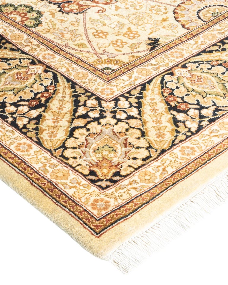 One-of-a-kind Hand Knotted Wool Mogul Beige Area Rug For Sale at 1stDibs
