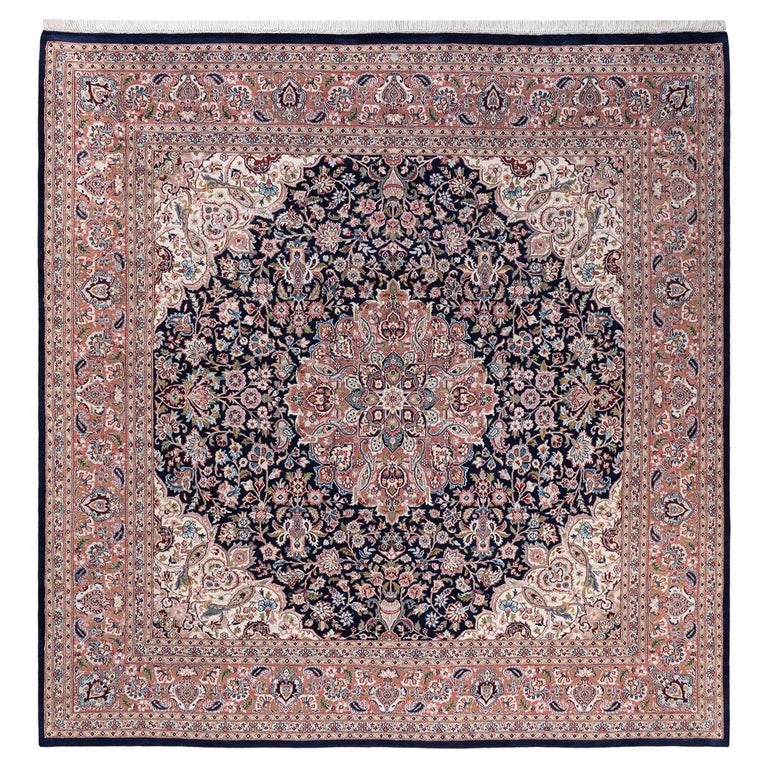 Handgeknüpfter Mogul-Blauer Teppich aus Wolle, Unikat im Angebot bei ...