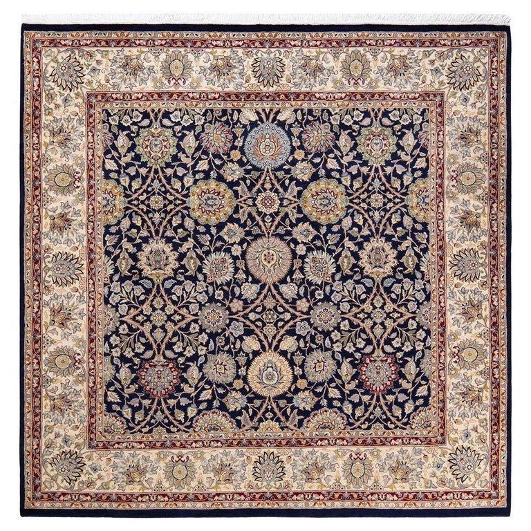 Handgeknüpfter Mogul-Blauer Teppich aus Wolle, Unikat im Angebot bei ...