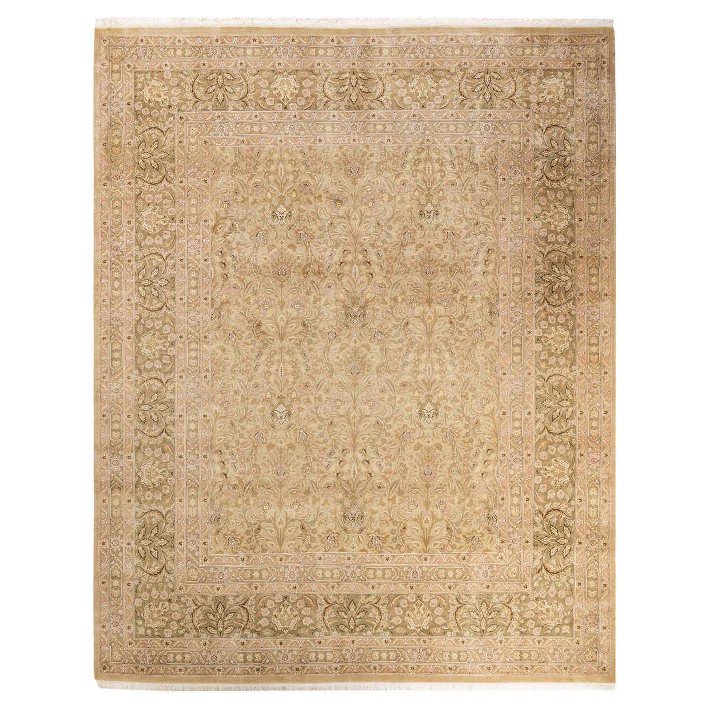 One-of-a-kind Hand Knotted Wool Mogul Ivory Area Rug For Sale at 1stDibs