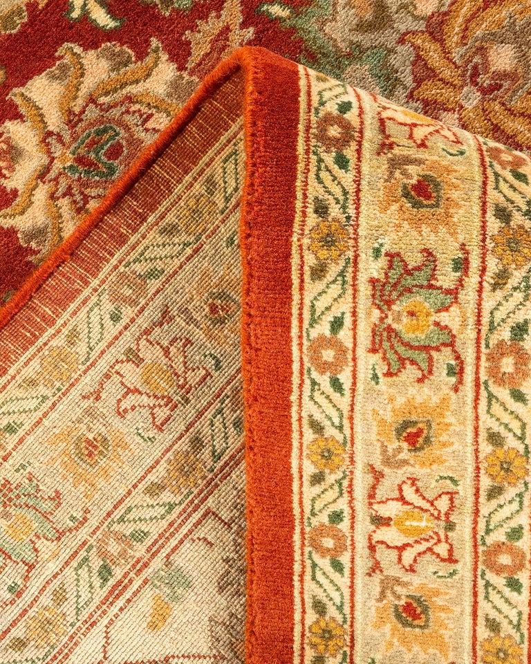 One-of-a-kind Hand Knotted Wool Mogul Orange Area Rug For Sale at 1stDibs
