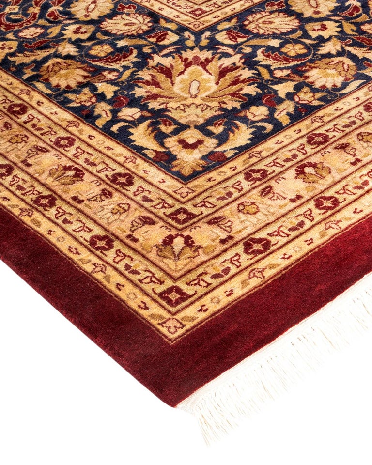 One-of-a-kind Hand Knotted Wool Mogul Red Area Rug For Sale at 1stDibs
